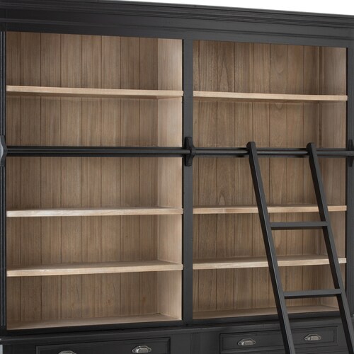 Library Cabinet Ladder Wood Black / Natural - Etsy