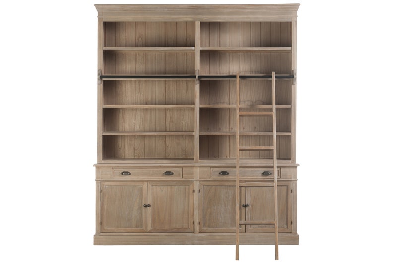 Library Cabinet + Ladder Wood Black / Natural - Etsy