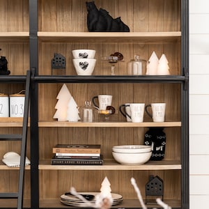 Library Cabinet + Ladder Wood Black / Natural - Etsy