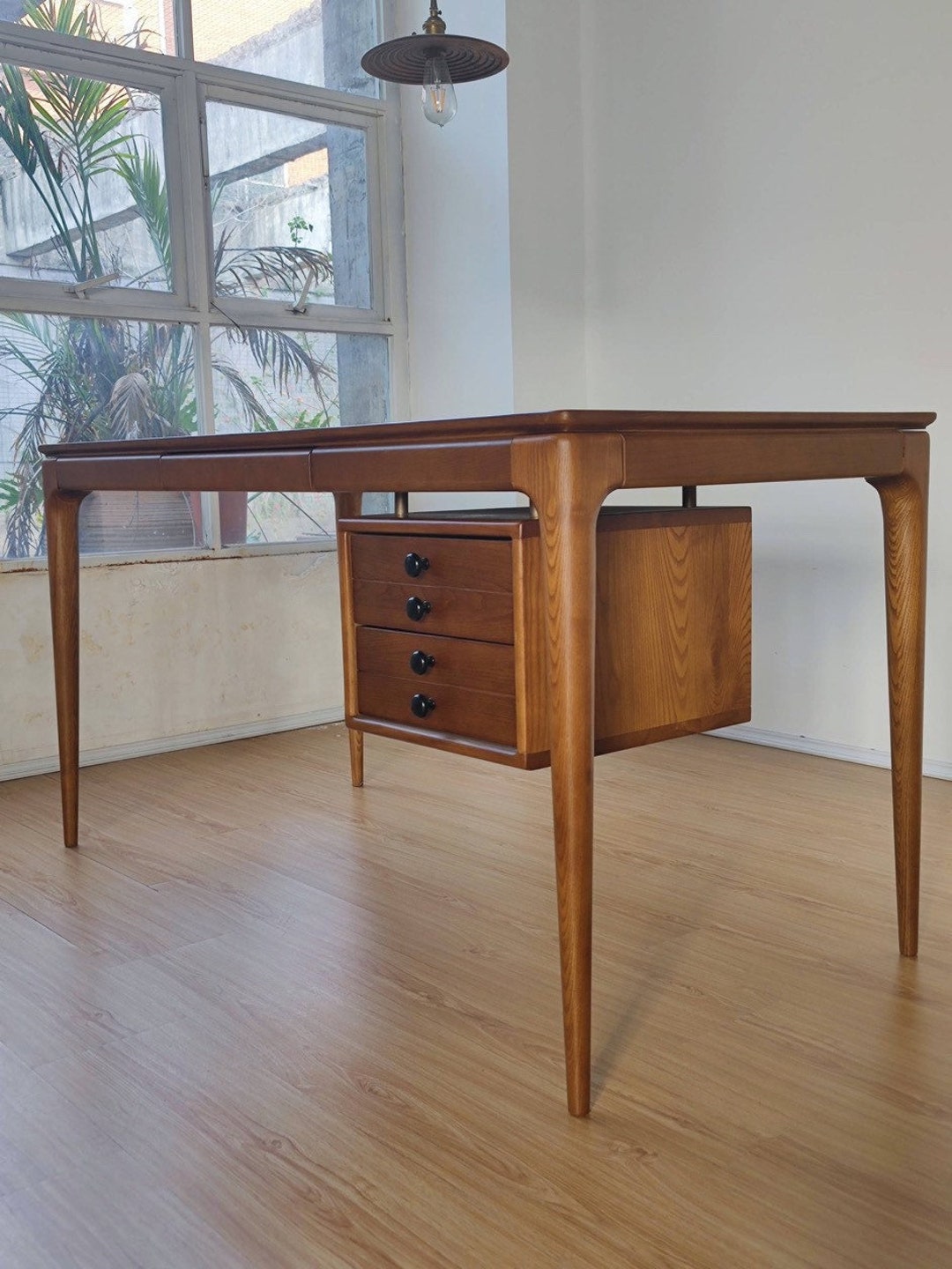 Desk Ash Wood Mid-century Modern | Office Desk | Home Office | Office ...