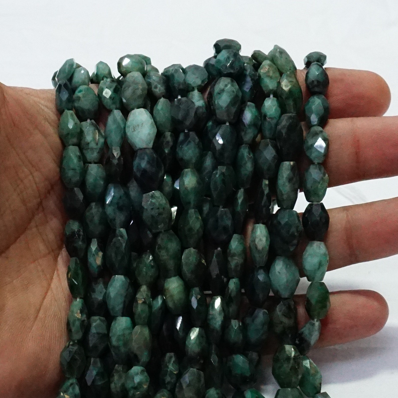 Green Emerald Faceted Oval Beads 13 Inch Full/ Long Strand - Etsy