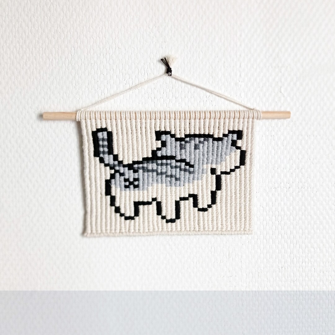 Pixel Art Macramé Suspension Kawai Cat From Behind - Etsy UK