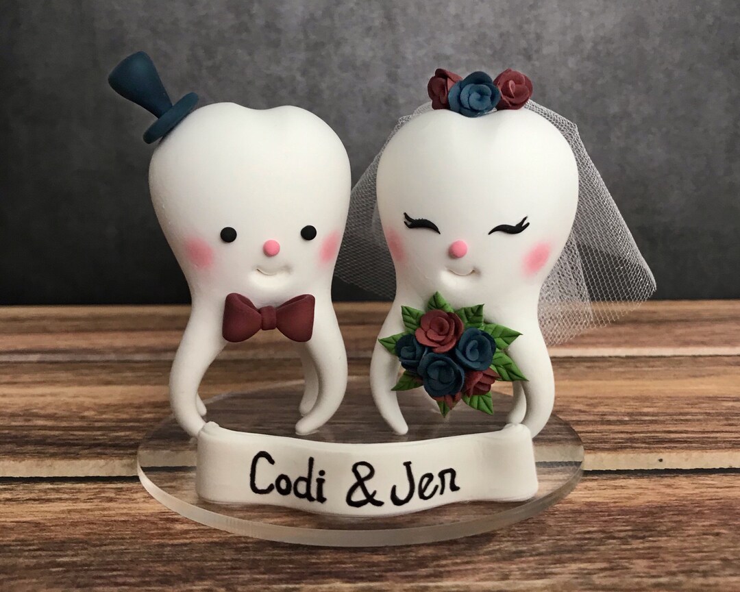 Teeth Couple Cake Topper, Shipping Free, Molar Teeth Wedding Topper ...