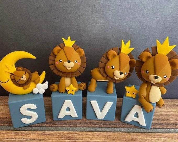 Personalized Lion Name Block, Lion Letter Blocks, Safari Nursery Decor ...