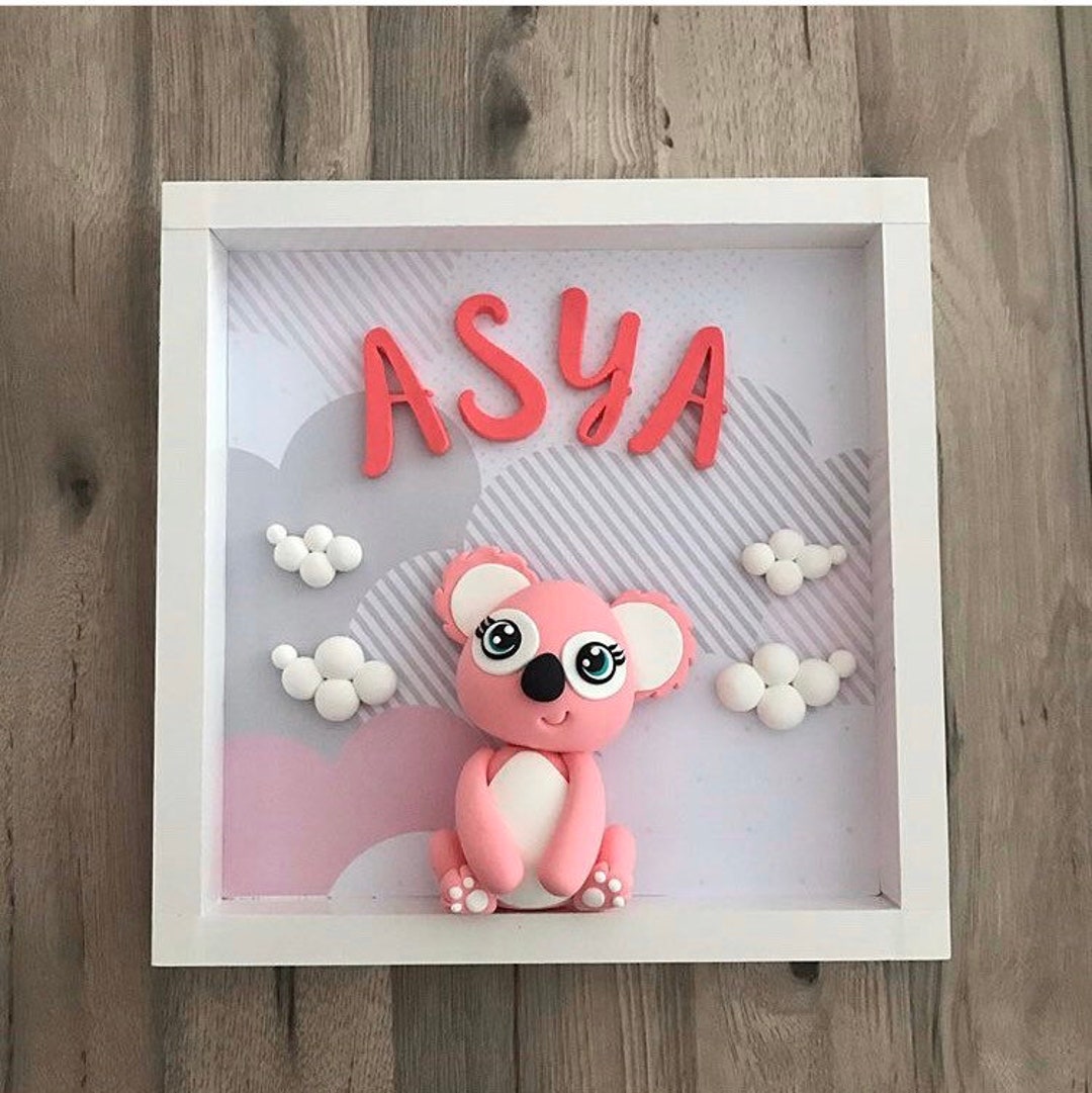 Koala Box Frame, Pink Koala Decor, Koala Wall Decor, Cute Nursery Decor ...
