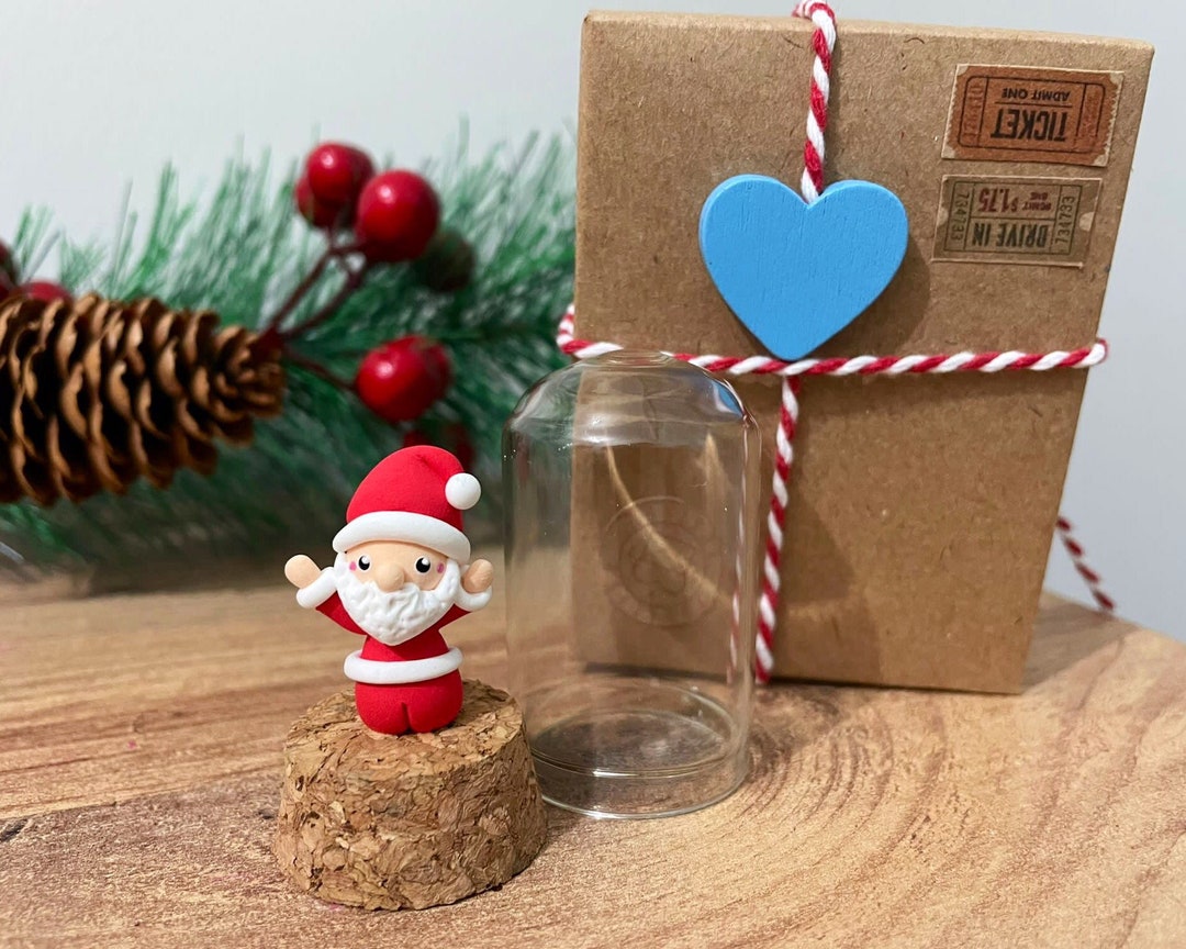 Santa Clause Miniature Gift, Glass Dome in Santa, Santa in a Bottle ...