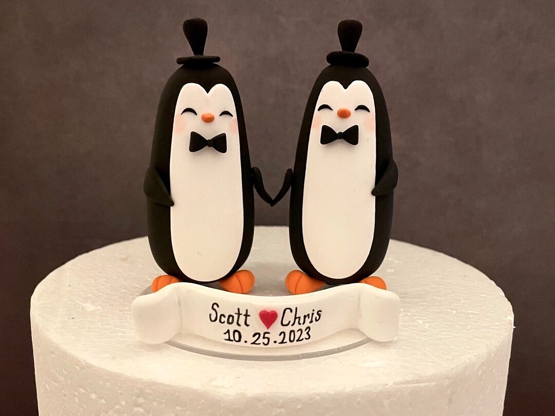 Gay Wedding Cake Topper Mr And Mr Penguin Penguin Cake Topper Same Sex Cake Topper