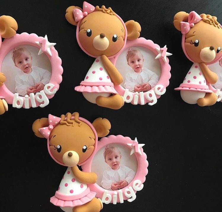 Teddy Bear Baby Frame Teddy Bear Magnet Personalized Party - Etsy