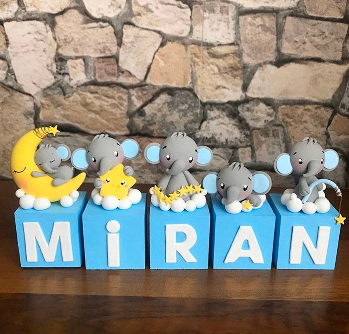Elephant Name Blocks Elephant Baby Name Elephant Baby Name | Etsy