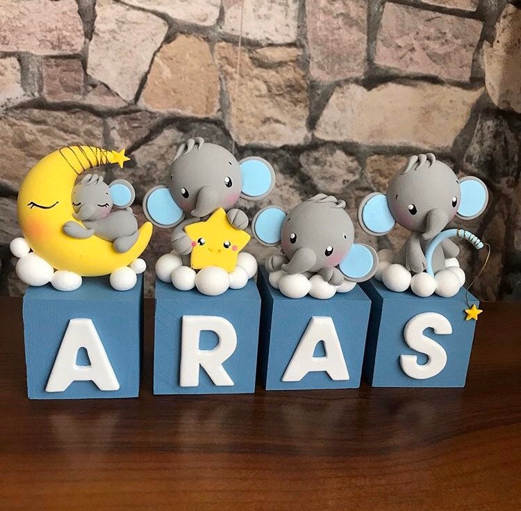 Elephant Name Blocks Elephant Baby Name Elephant Baby Name - Etsy