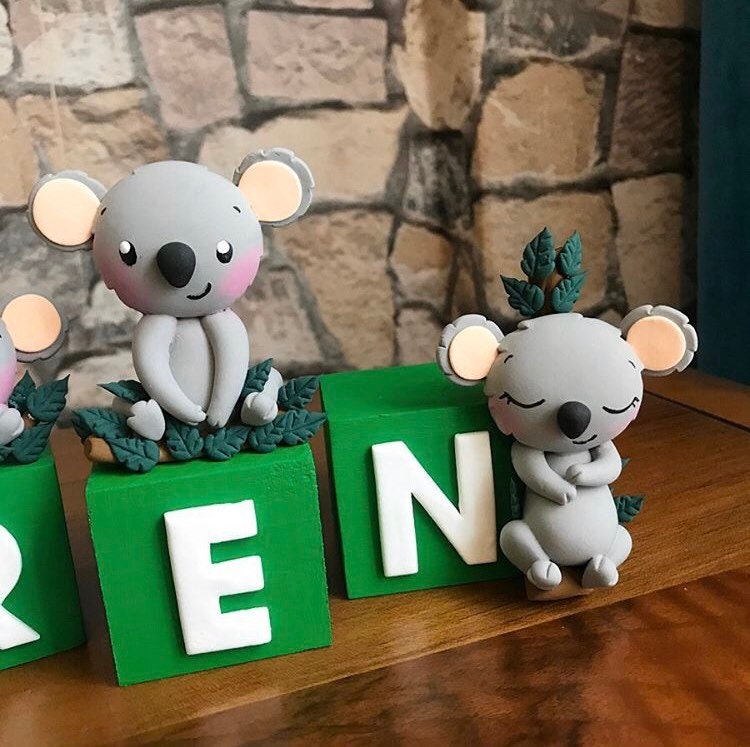 Nursery Koala Decor Koala Name Blocks Personalized Name | Etsy