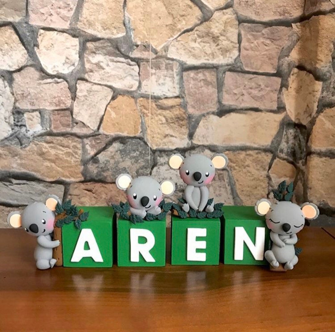 Nursery Koala Decor, Koala Name Blocks, Personalized Name Blocks, Koala ...