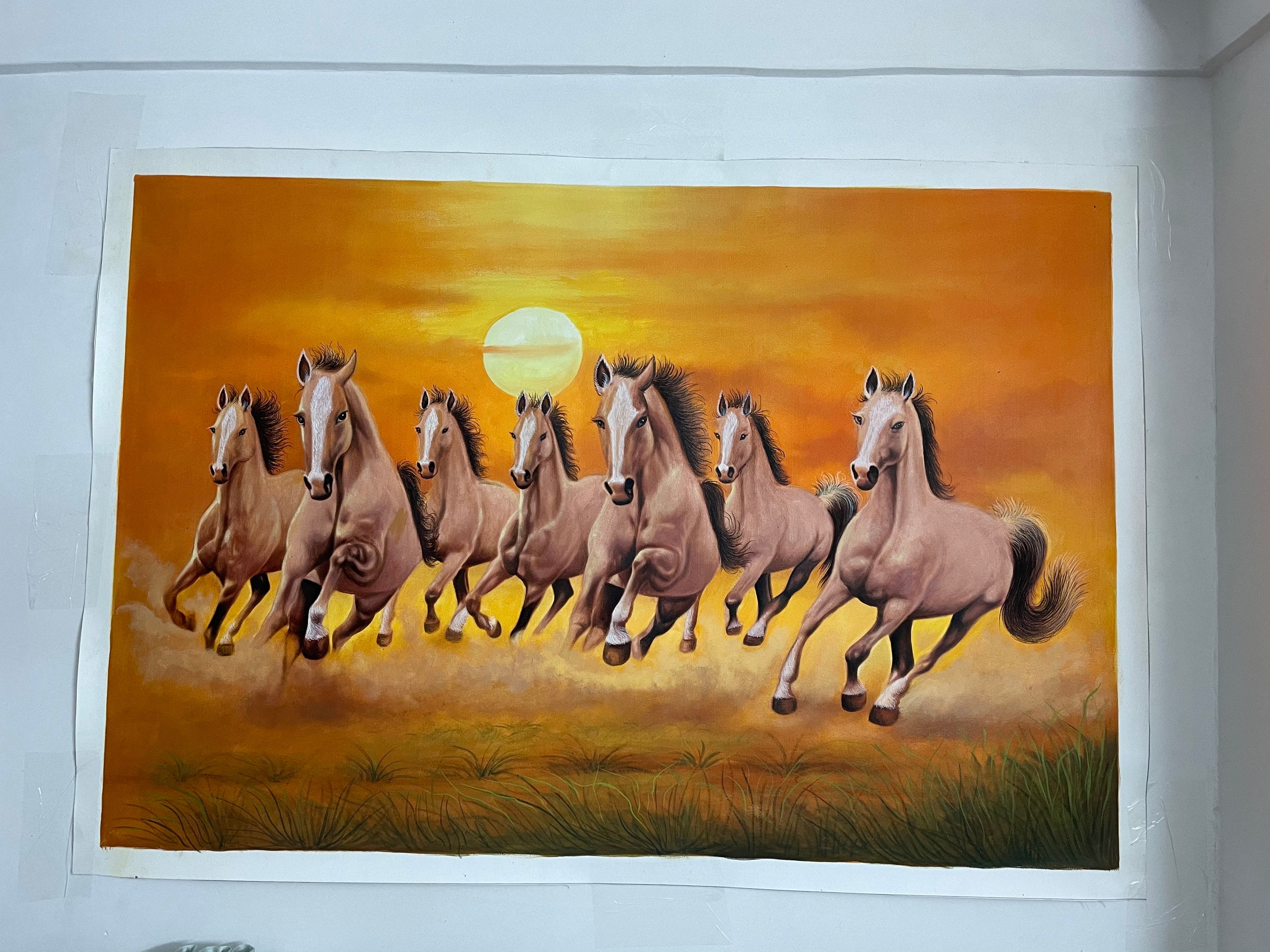 Seven Running Horses in Left Direction 100% Original Hand Made - Etsy