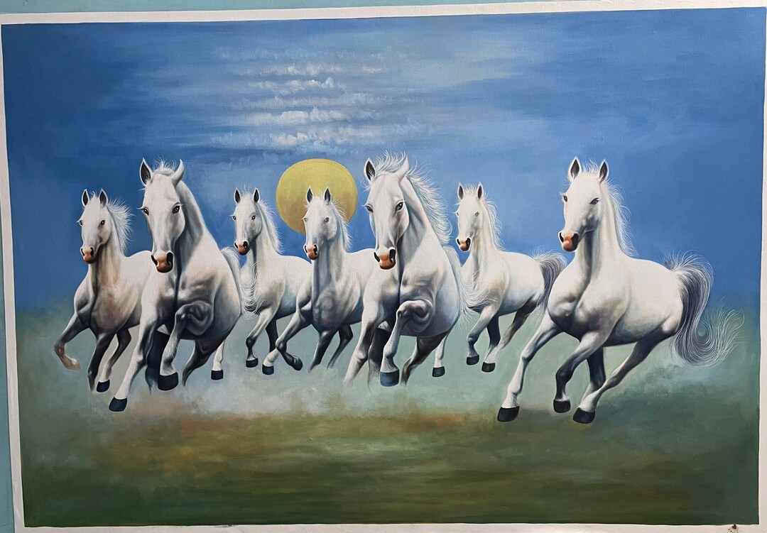 Seven Running Horses in Left Direction 100% Original Hand Made Vastu ...