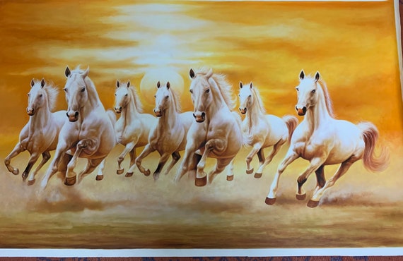 Seven Running Horses in Left Direction 100% Original Hand Made - Etsy ...