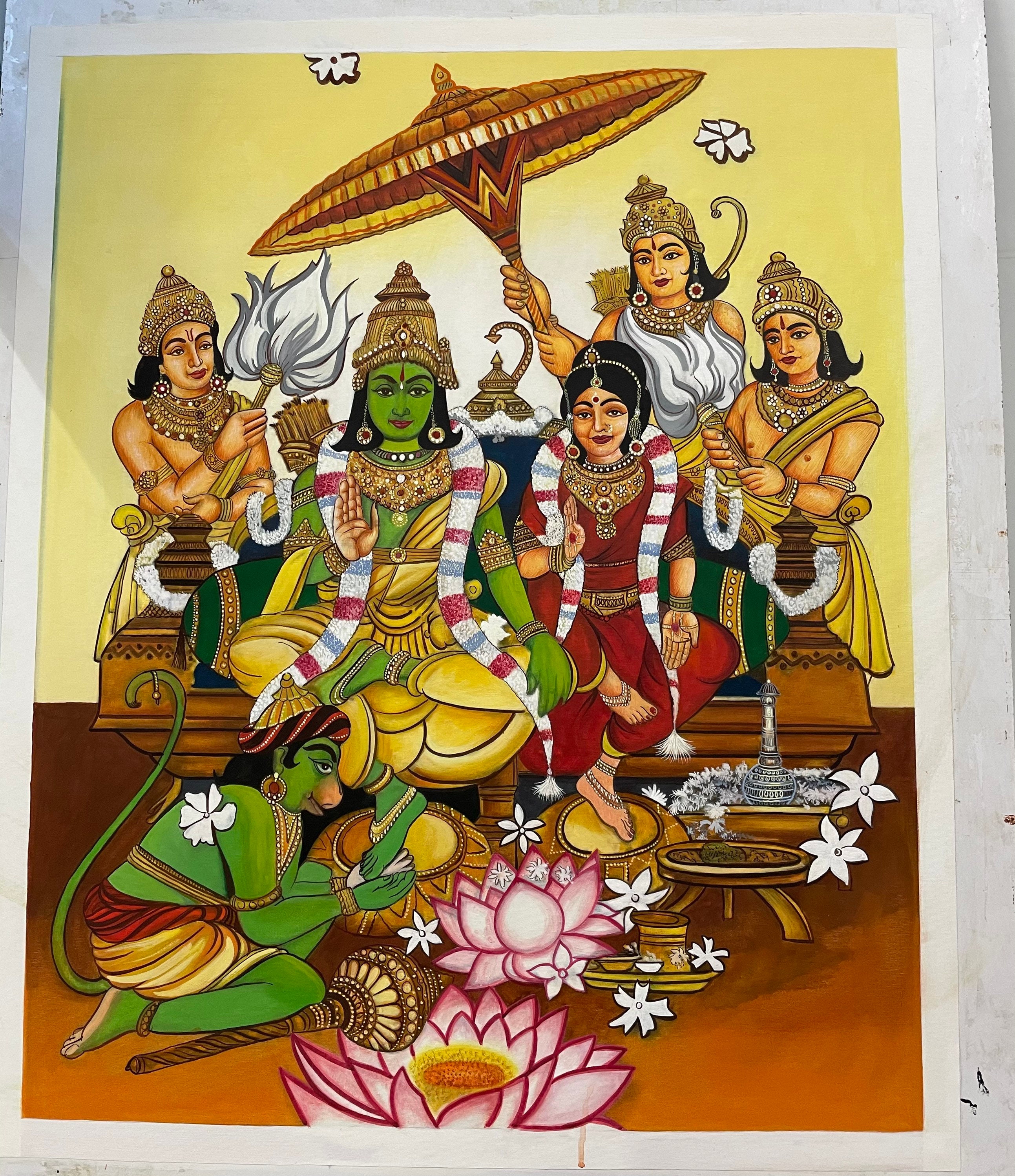 Vastu Lord Ram Ji Darbar Original Hand Made Painting on Canvas for ...