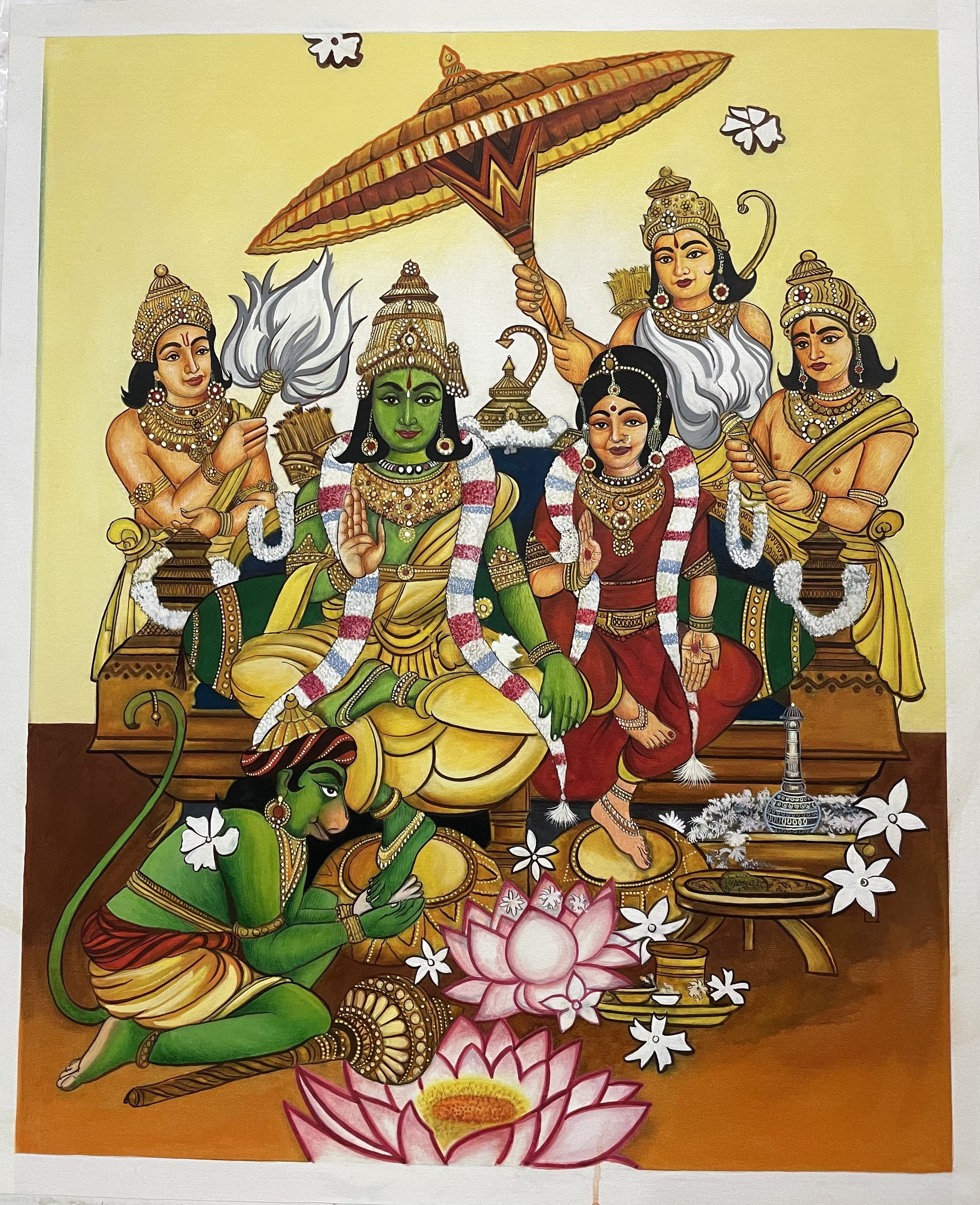 Vastu Lord Ram Ji Darbar Original Hand Made Painting on Canvas for ...