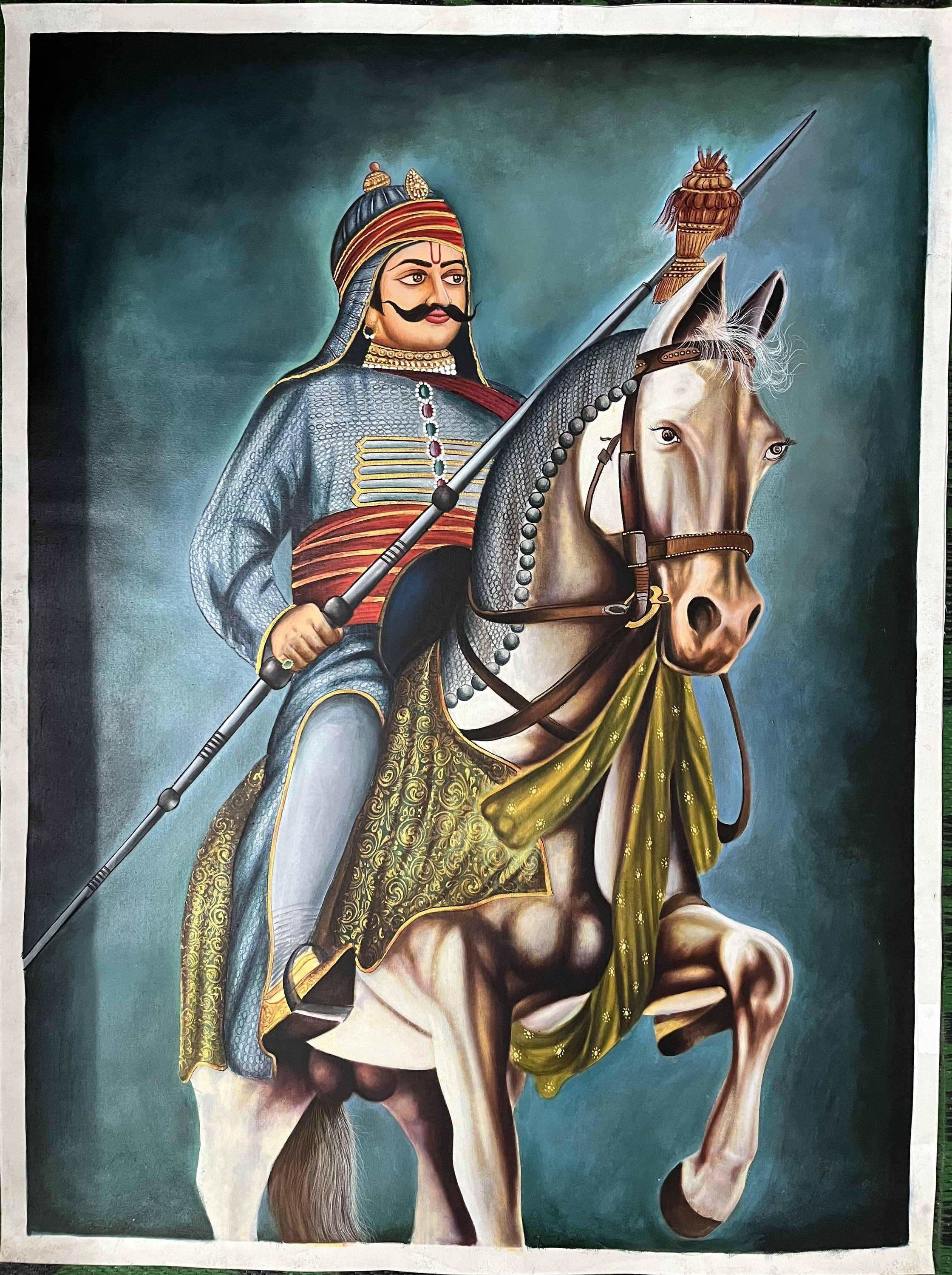 Maharana Pratap & Chetak: Handmade Oil Painting on Canvas (36x48 Inches ...