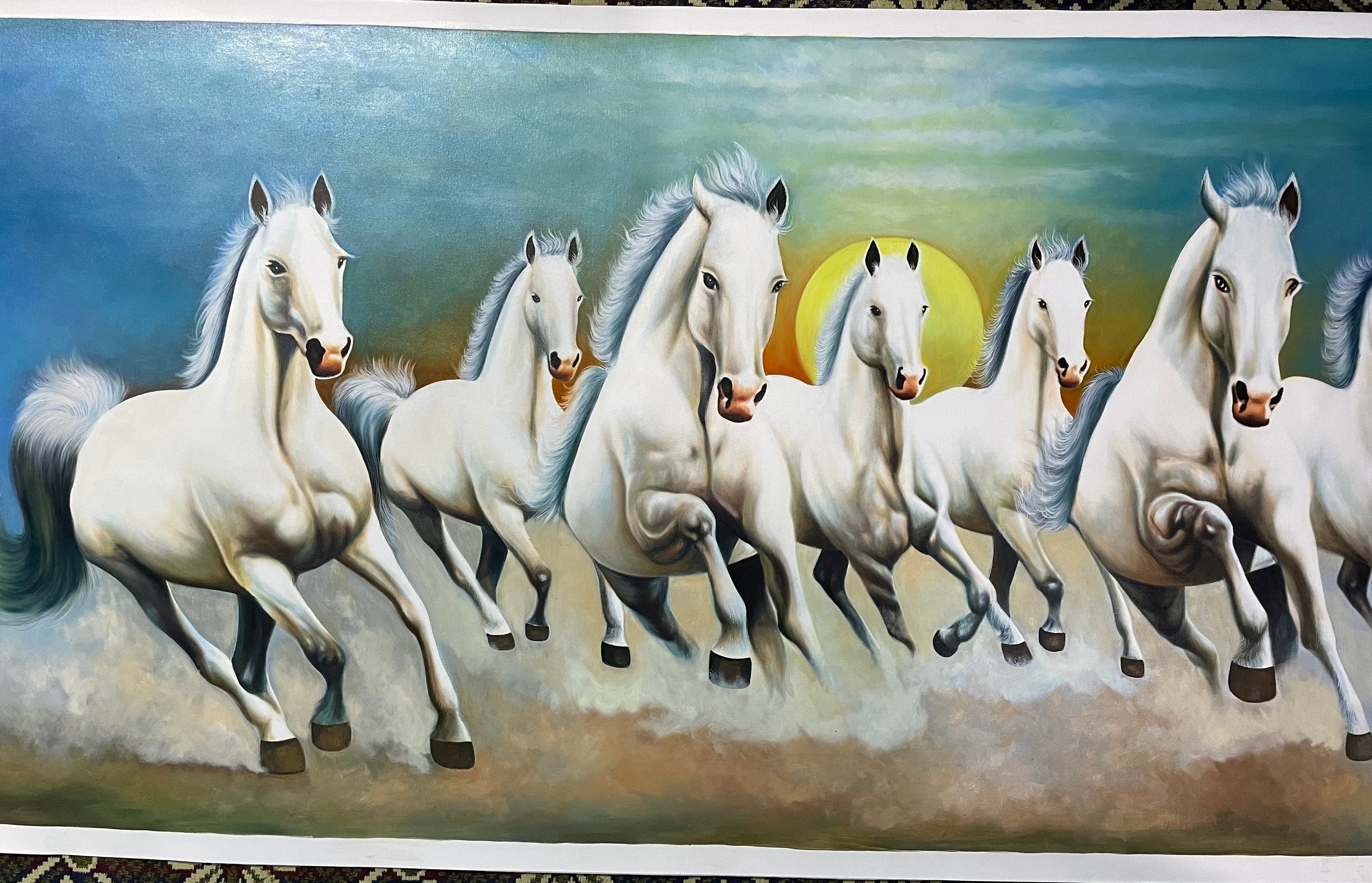 7 White Horses Painting