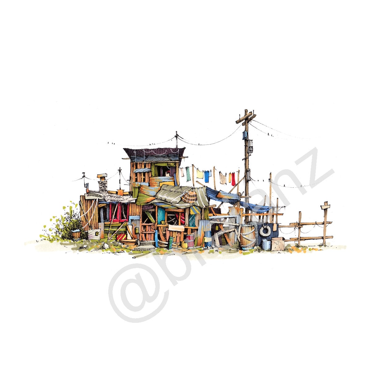 Colour Print of Fantasy Homestead Shack - Etsy