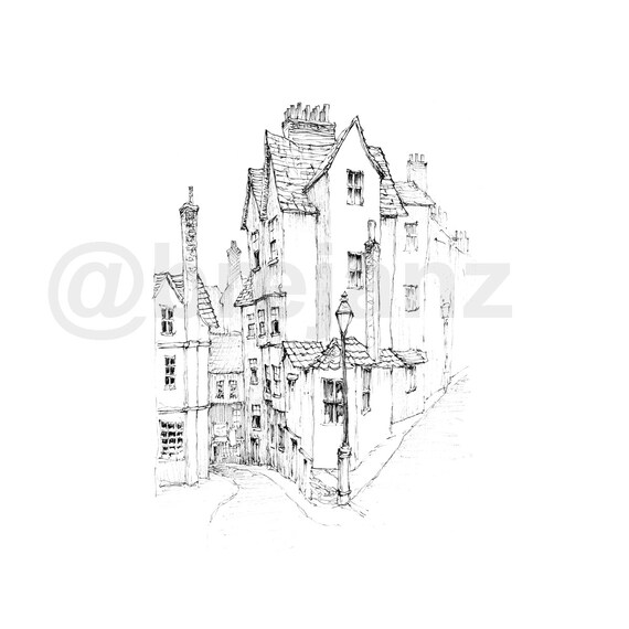 Digital Download Pen and Ink Drawing of Old Bristol UK | Etsy