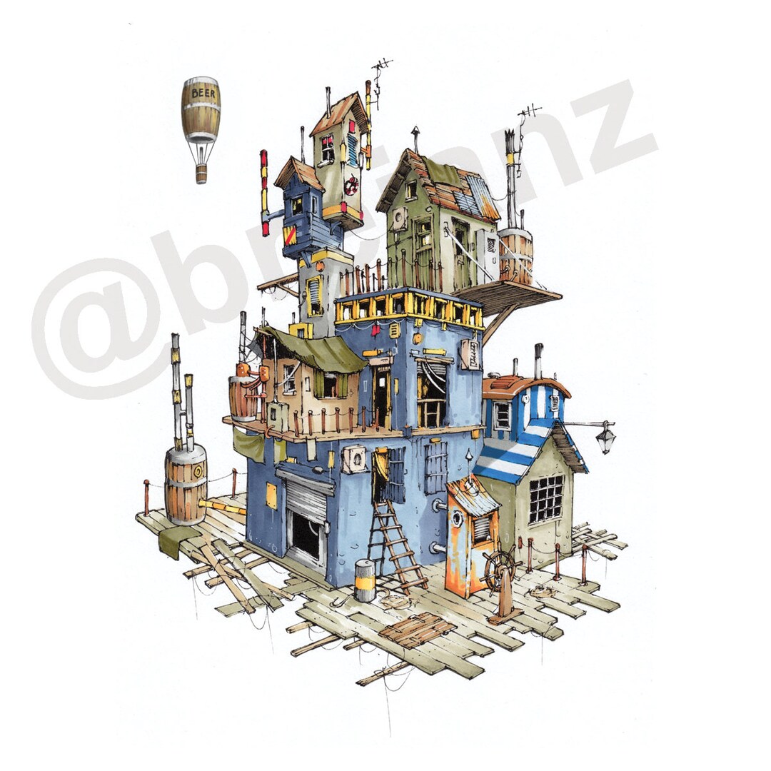 The Brewery Whimsical Brewery With Beer Delivery Balloon. - Etsy