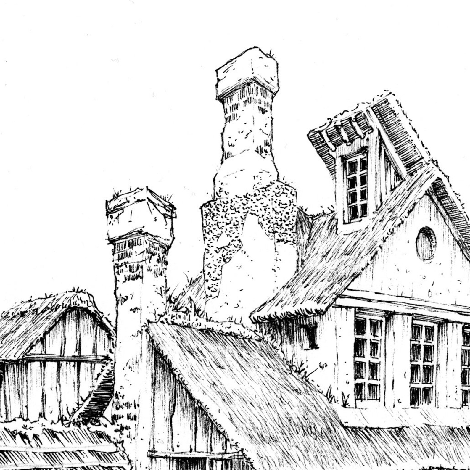 Printable Digital Download of a Pen and Ink Drawing of a French Cottage ...