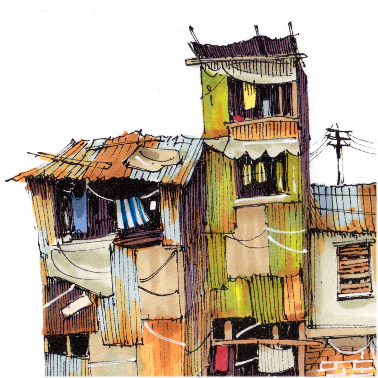 Colourful Shanty Town Art Print - Etsy