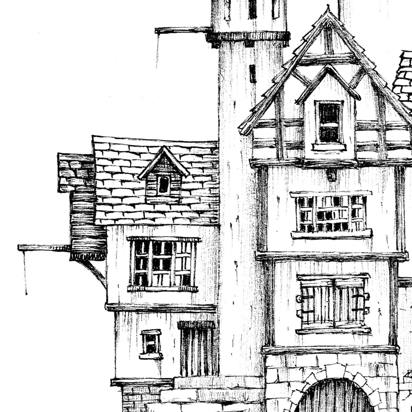 Lighthouse Town A4 Print of a Pen & Ink Drawing - Etsy