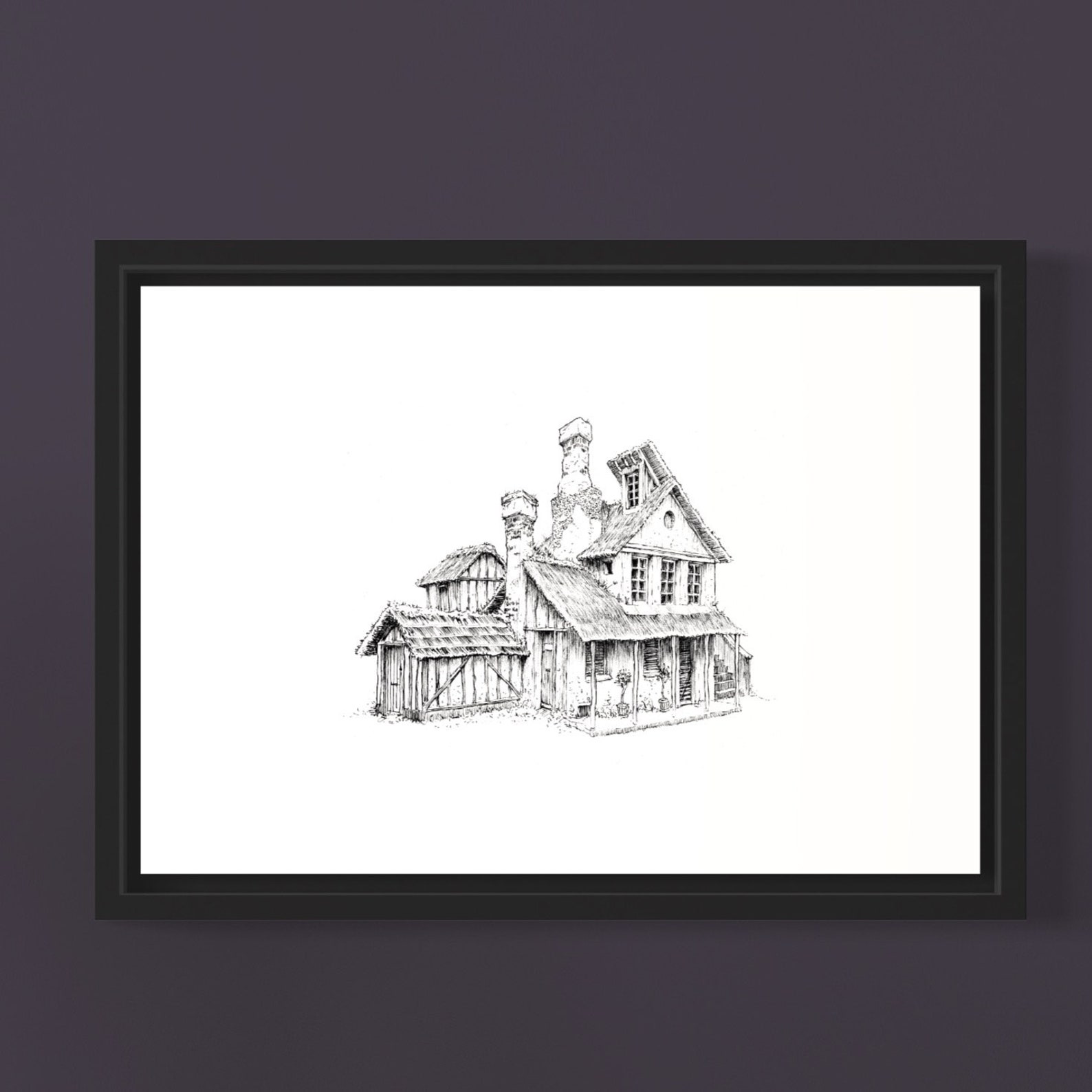 Printable Digital Download of a Pen and Ink Drawing of a French Cottage ...
