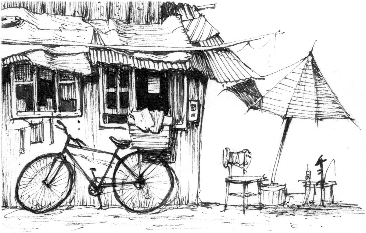 Laundry Day A4 Print of a Pen and Ink Drawing of a Whimsical Shanty ...