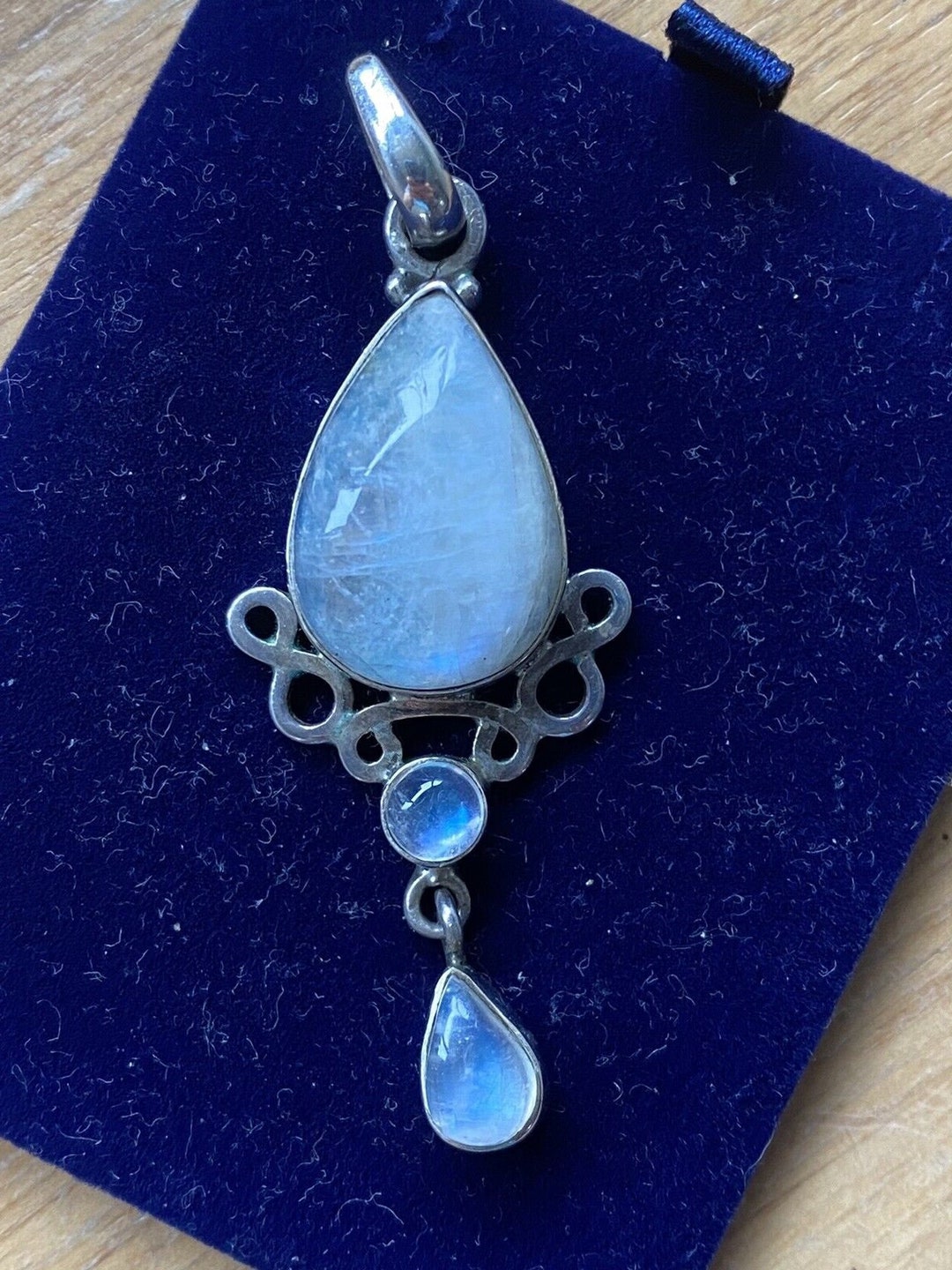 Vintage Rainbow Moonstone Teardrops Pendant. - Etsy