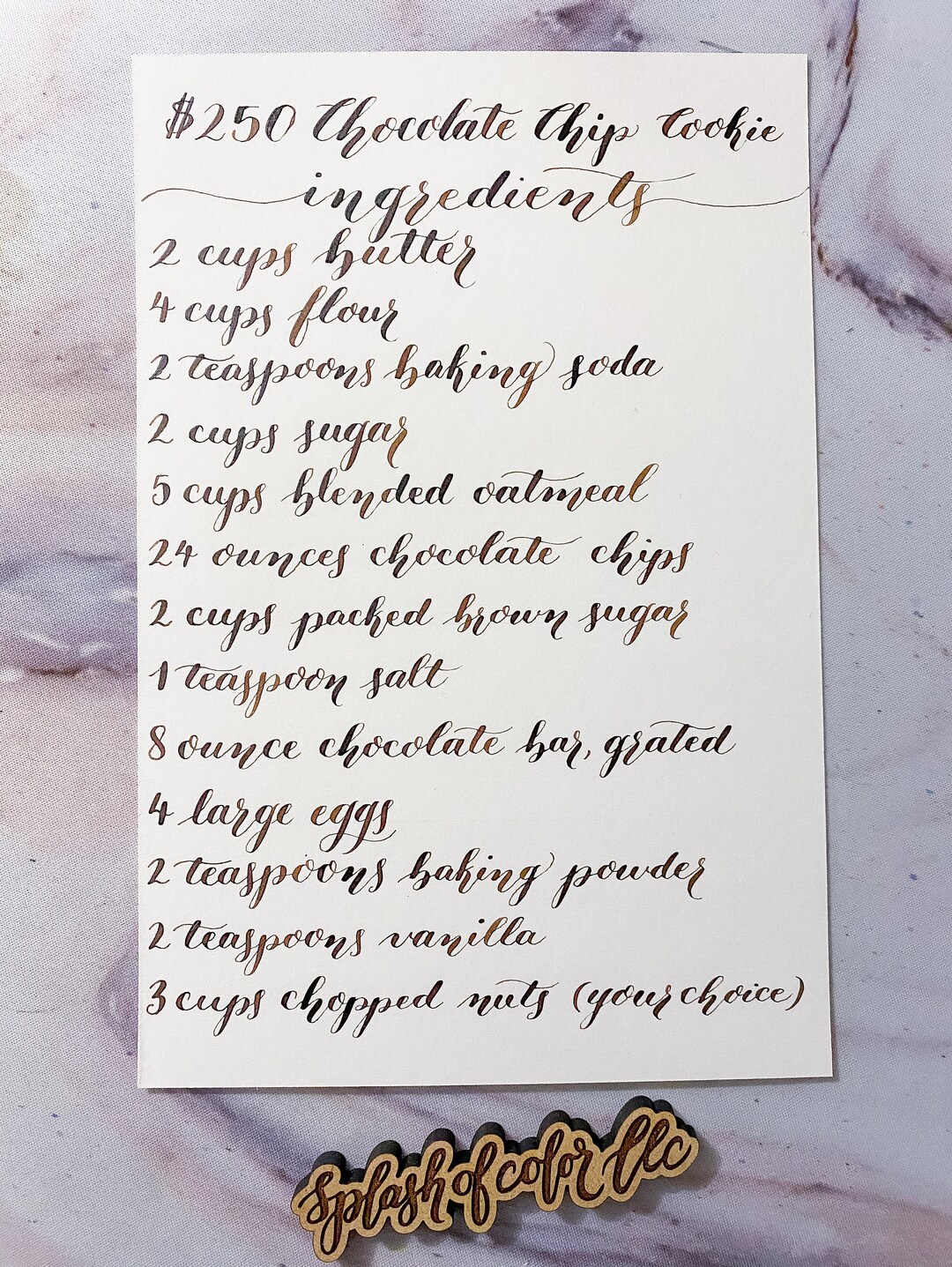Hand Calligraphy Recipe Card - Etsy