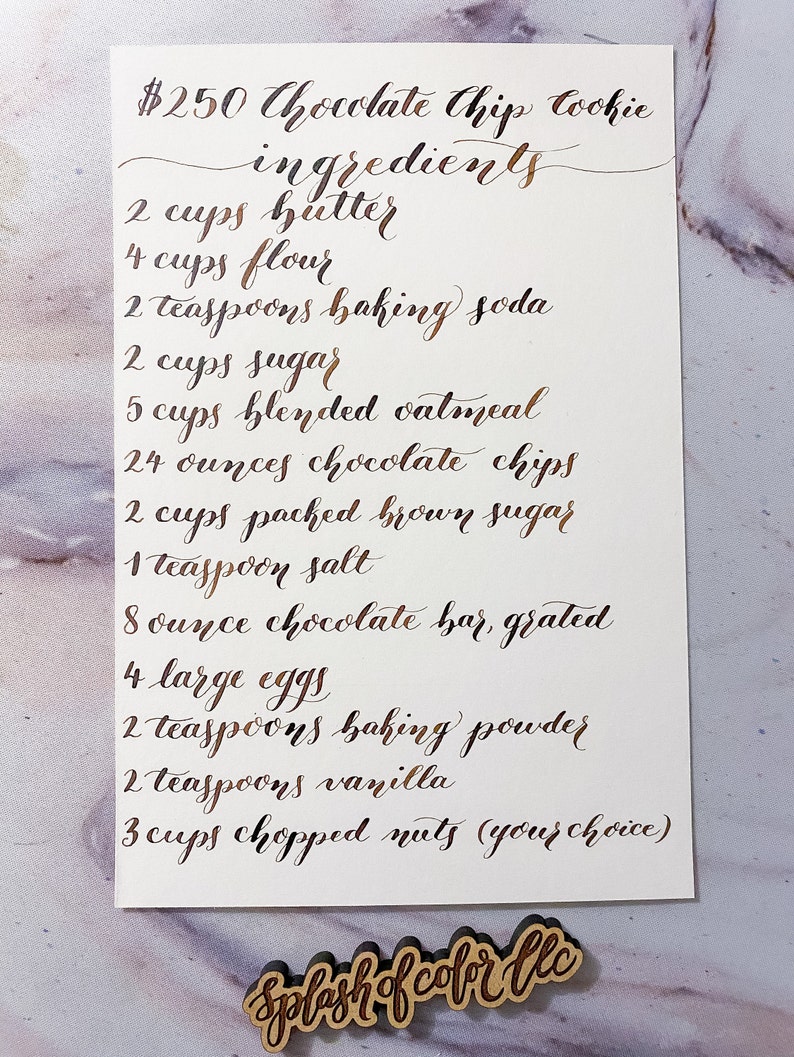 Hand Calligraphy Recipe Card - Etsy