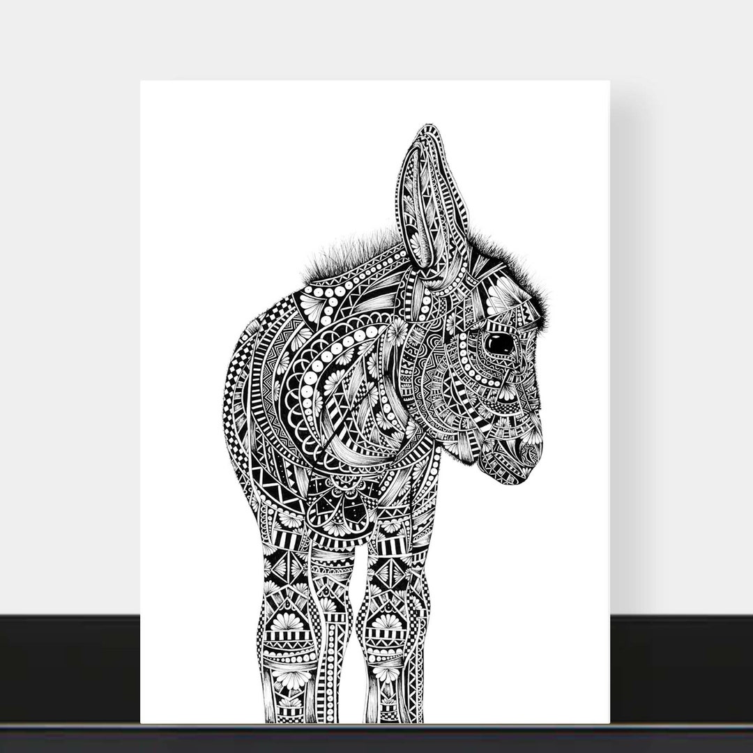 Donkey Card, Cute Animal Card, Blank Card, Eco Friendly Card, Hand ...