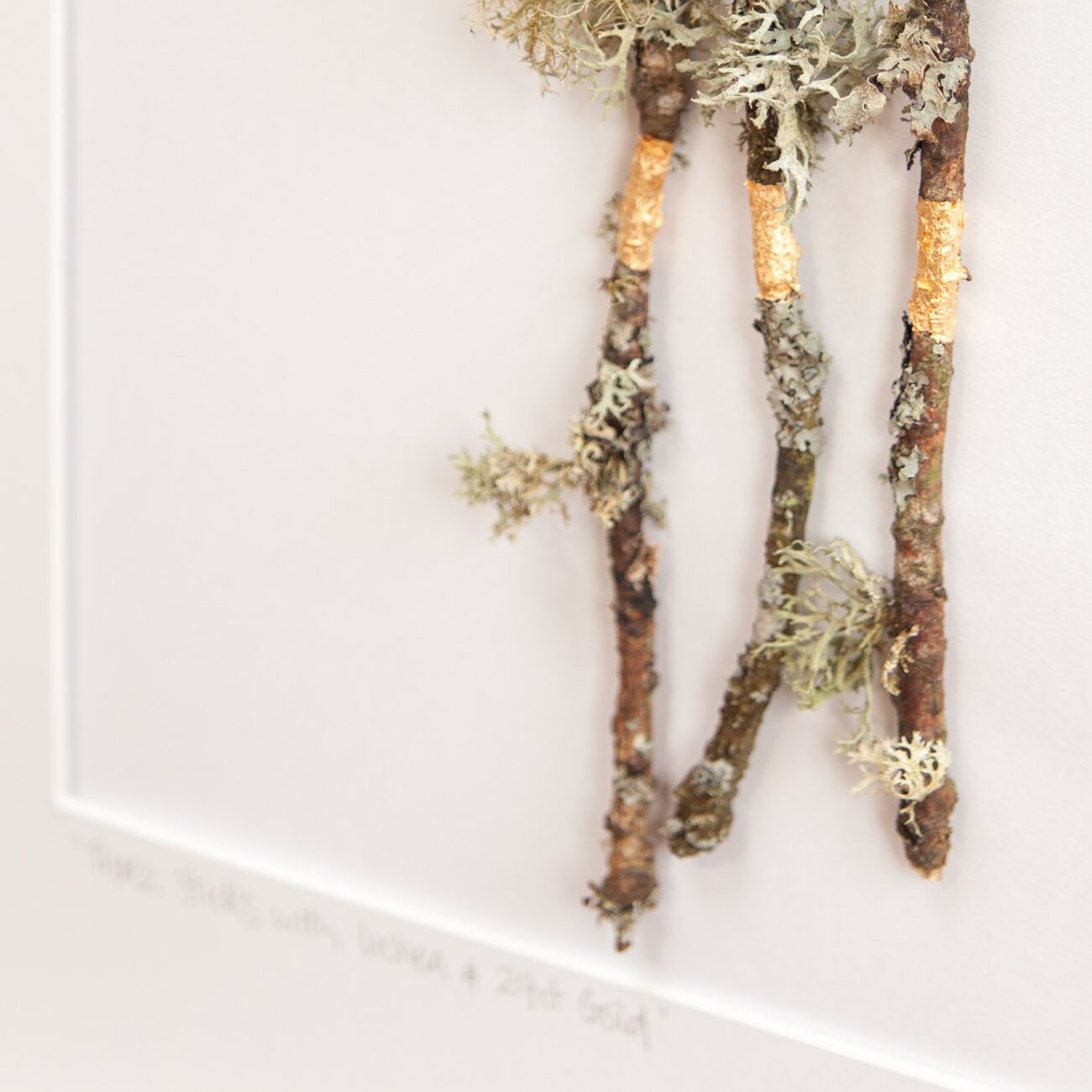 THREE STICKS With Lichen & 24ct Gold - Etsy