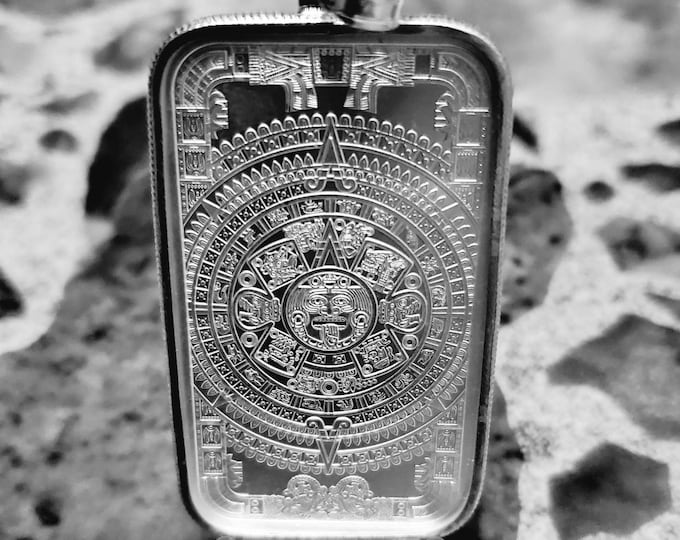 1 Oz .999 Silver Aztec Calendar Bar Wrapped in a .925 Sterling Silver ...
