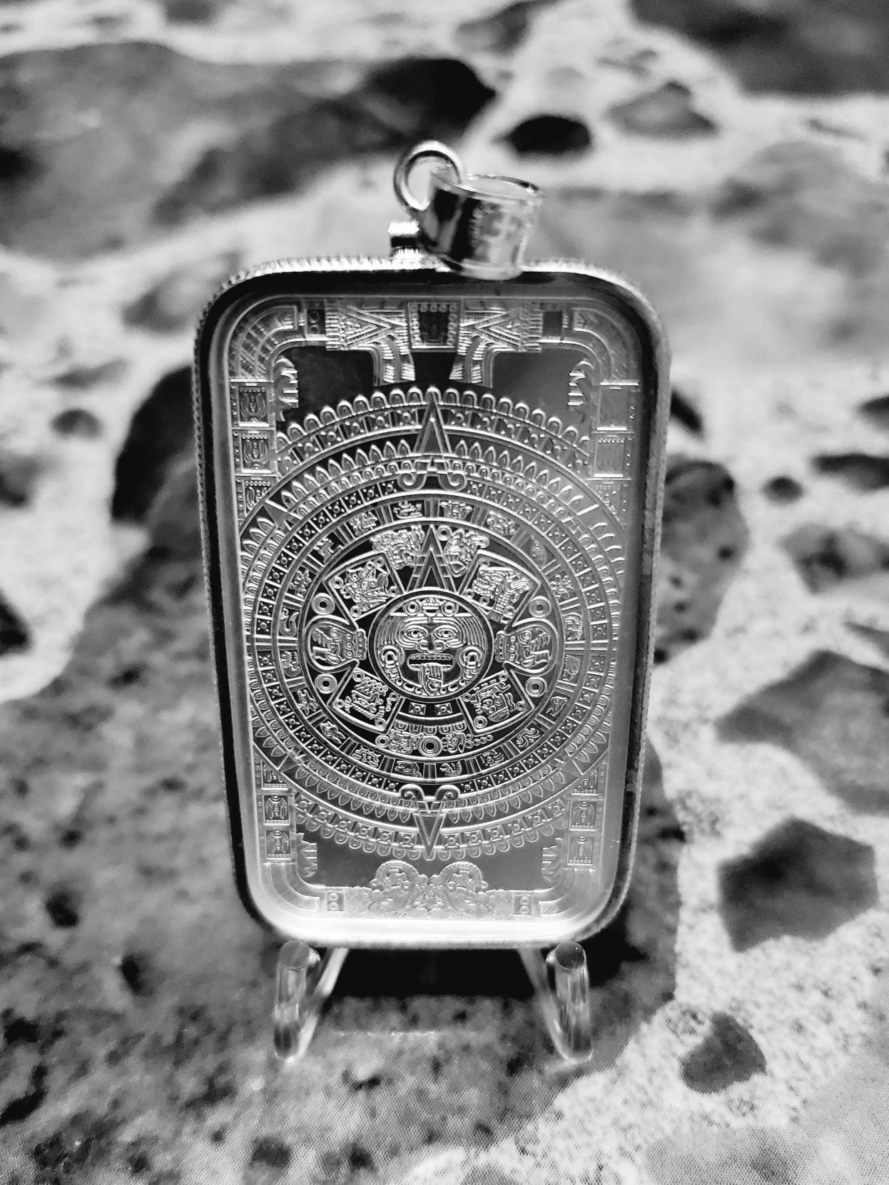 1 Oz .999 Silver Aztec Calendar Bar Wrapped in a .925 Sterling Silver ...