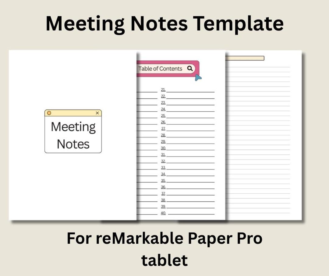 Simple Modern Meeting Notes Template for Remarkable - Etsy