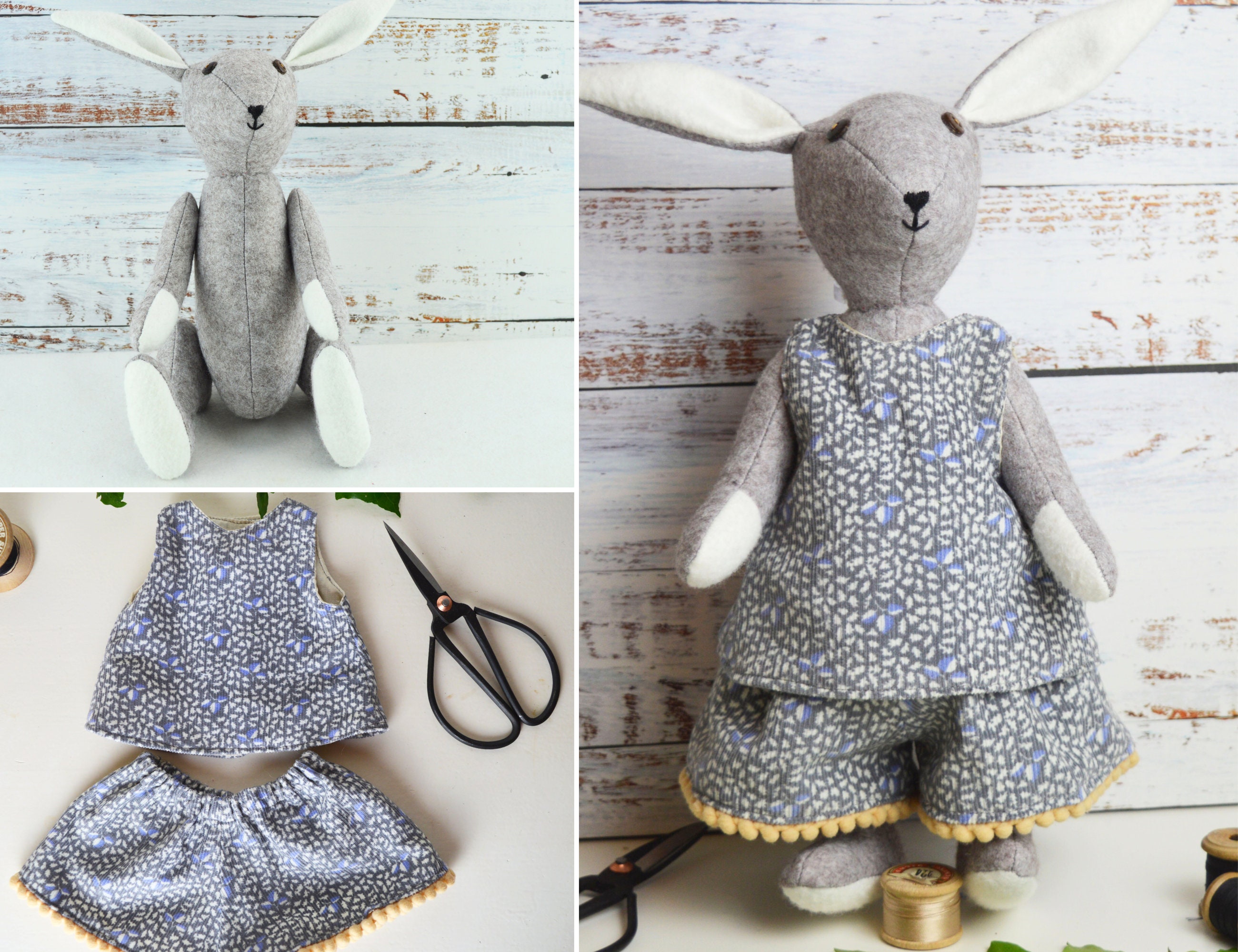 Rabbit & Clothes Patterns. Instant Download Digital Pattern. - Etsy