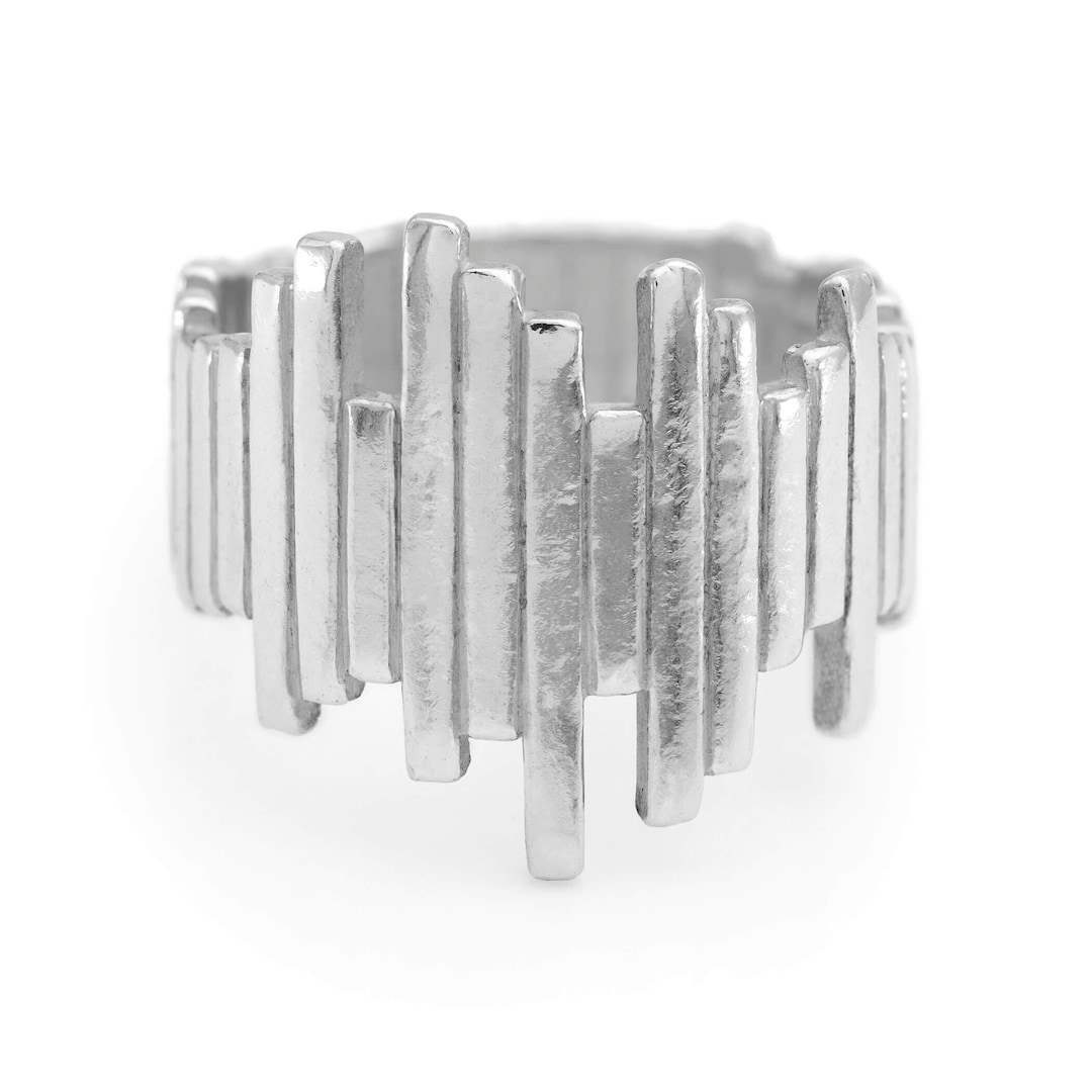 Sound Waves Ring Inspired Design, Music Beat Stripes Sterling Silver ...