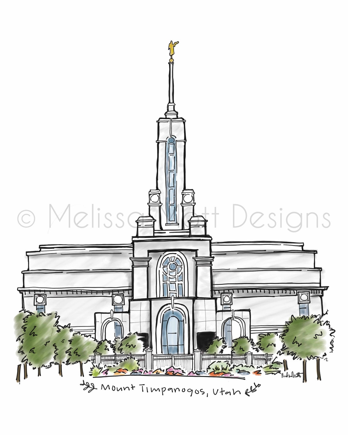 LDS Mount Timpanogos Utah Illustrated Temple - Etsy