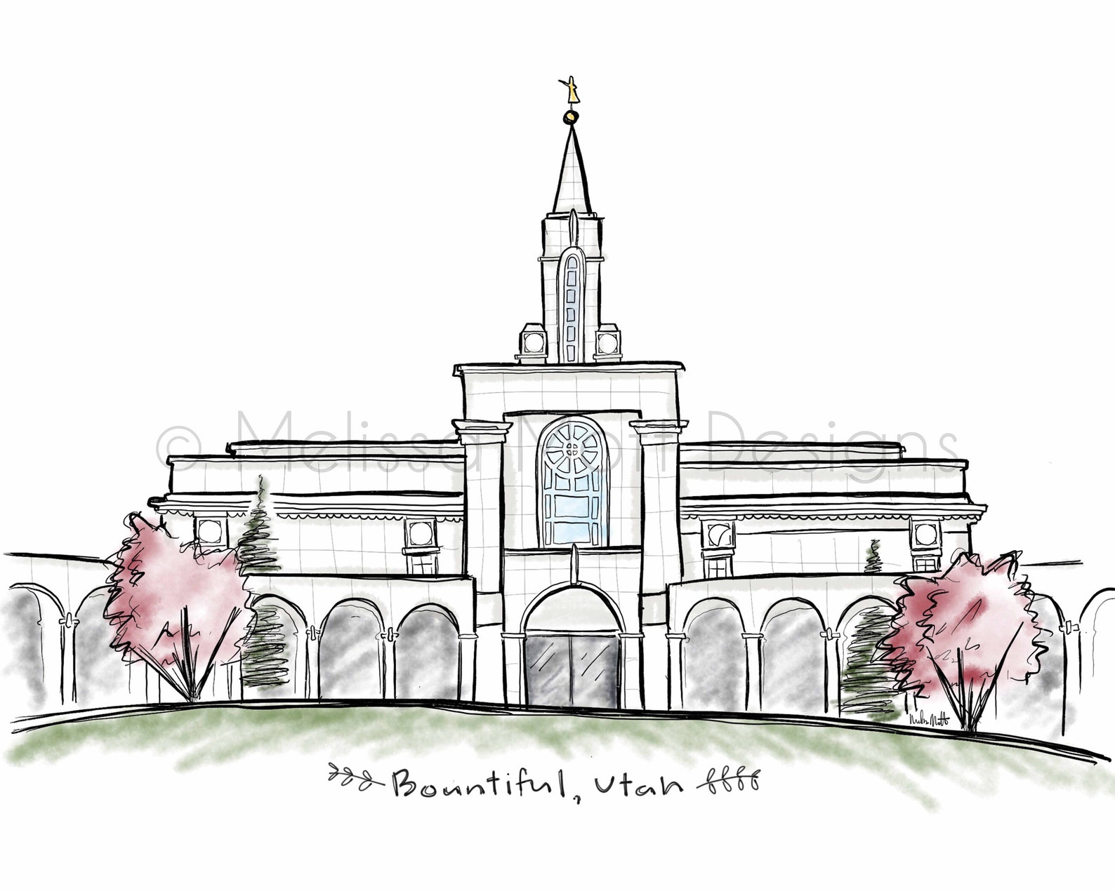 LDS Bountiful, Utah, Illustrated Temple - Etsy