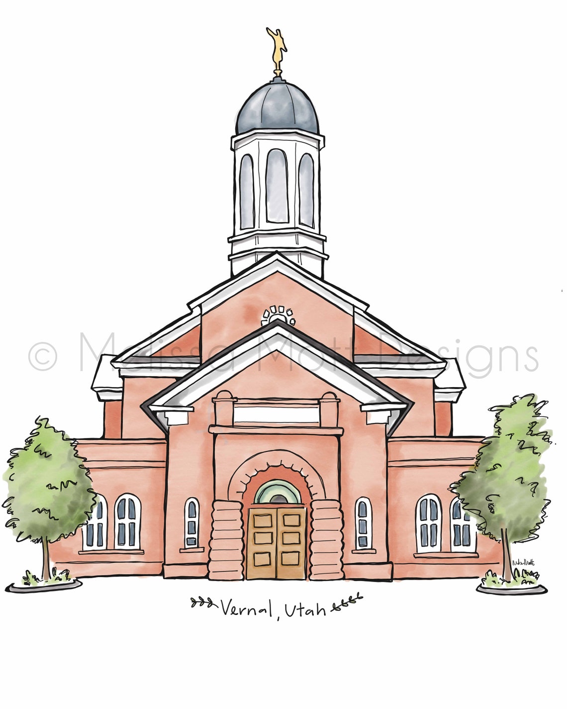 LDS Vernal, Utah, Illustrated Temple - Etsy