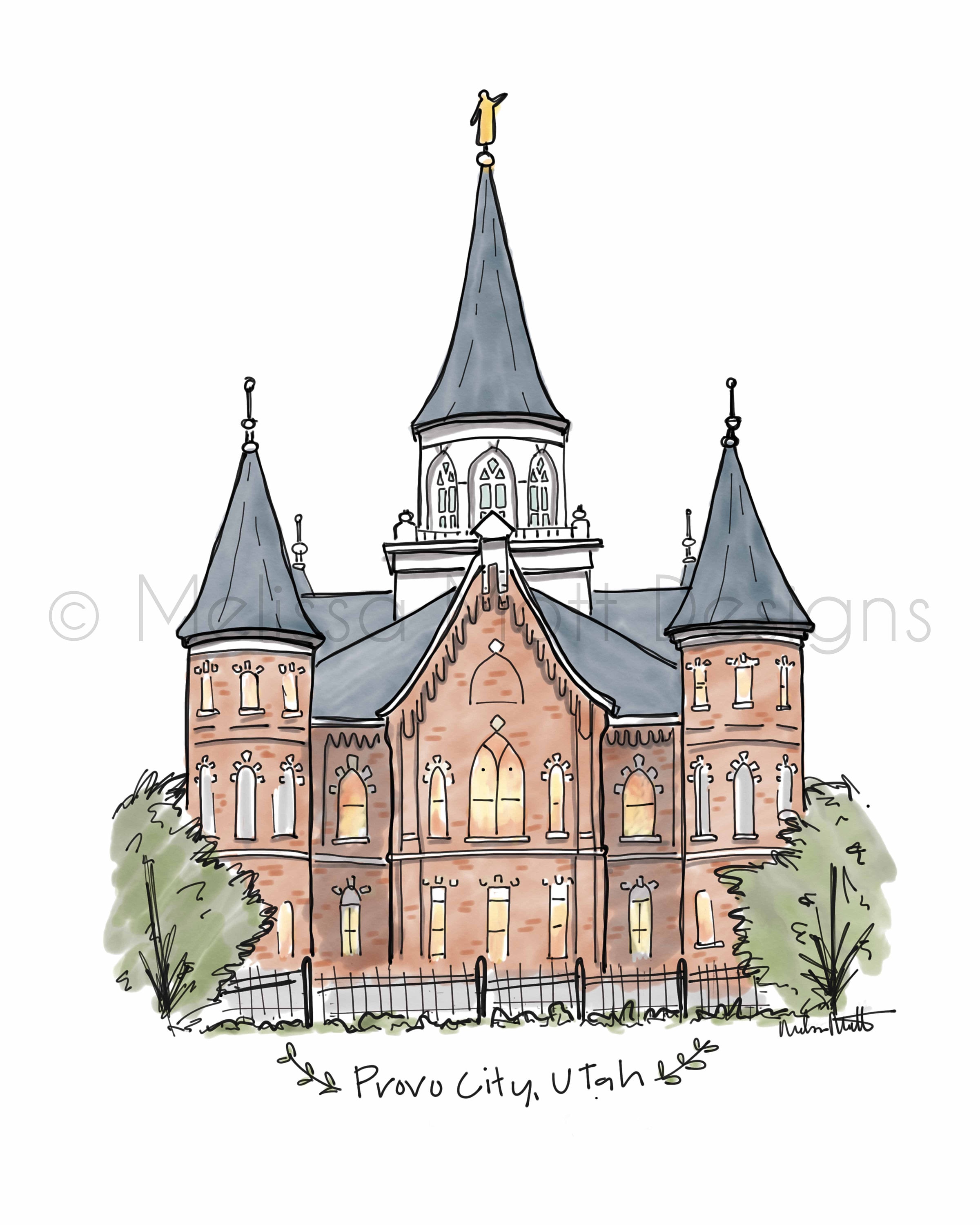 LDS Provo City, Utah, Illustrated Temple - Etsy