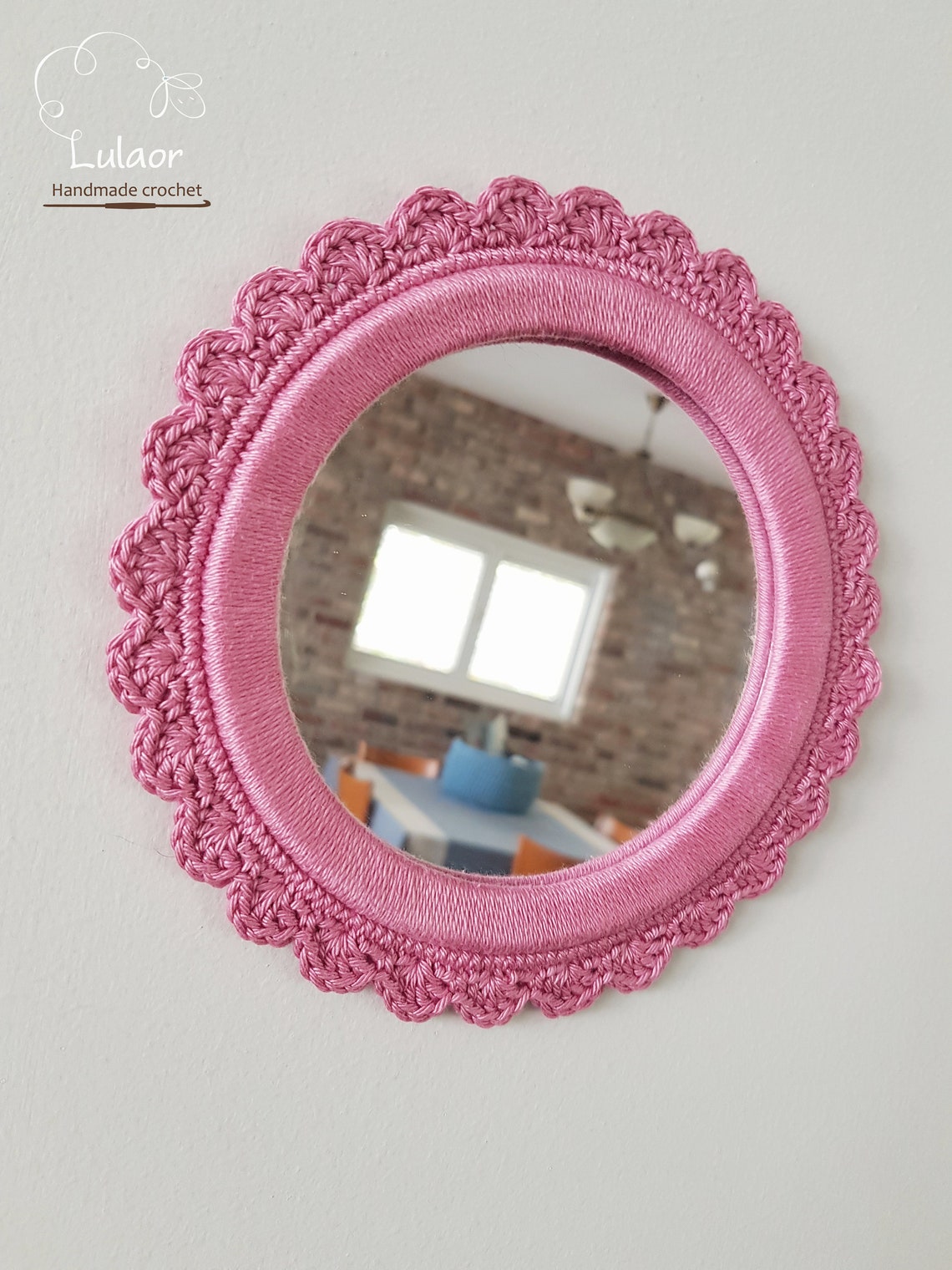 Crochet Mirror Small Round Mirror Shabby Chic Mirror - Etsy