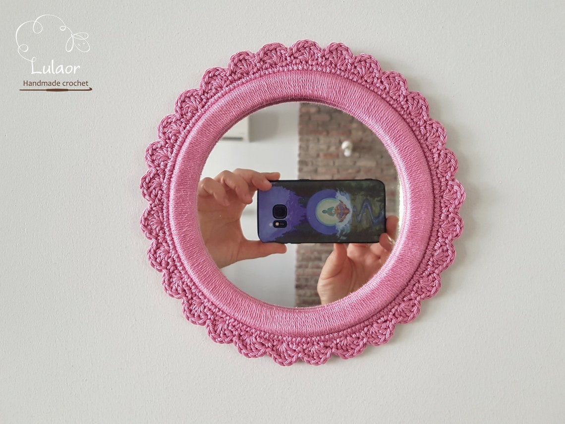 Crochet Mirror Small Round Mirror Shabby Chic Mirror - Etsy