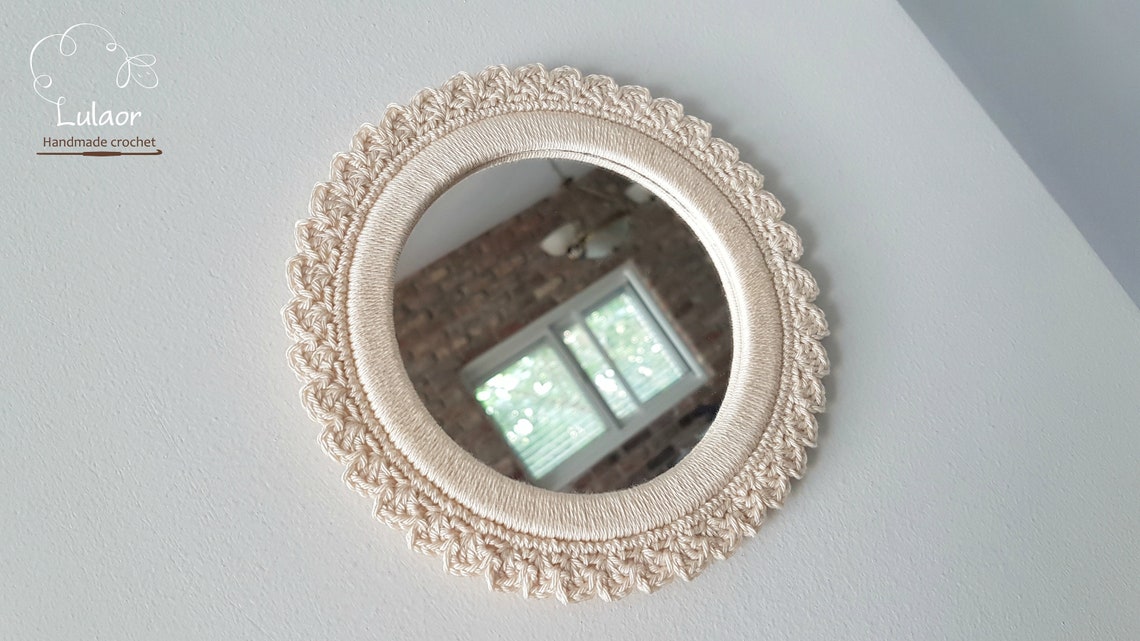 Crochet Mirror Small Round Mirror Wall Decor Shabby Chic - Etsy