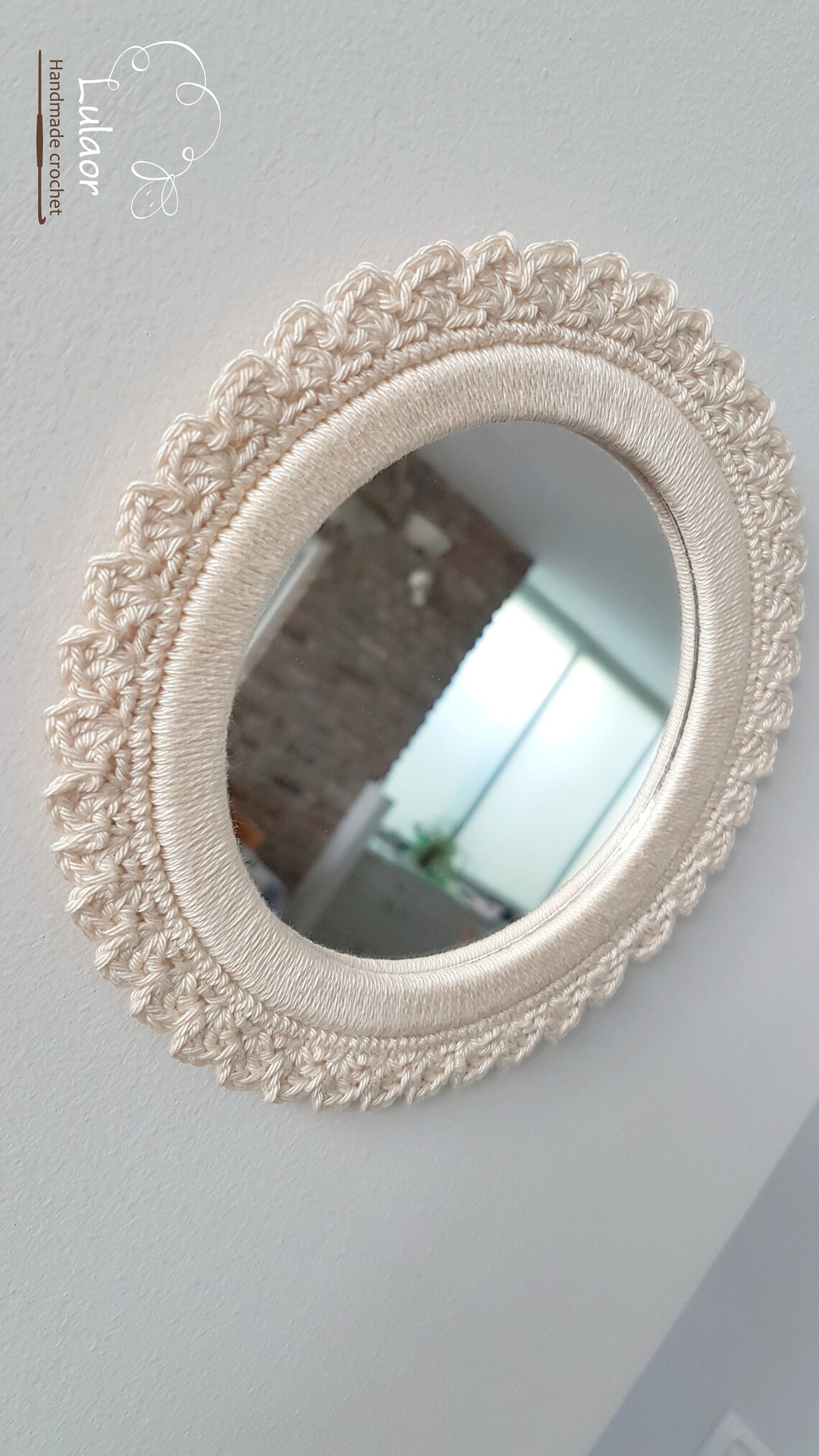 Crochet Mirror Small Round Mirror Wall Decor Shabby Chic - Etsy