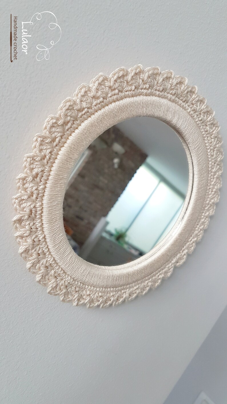 Crochet Mirror Small Round Mirror Wall Decor Shabby Chic - Etsy